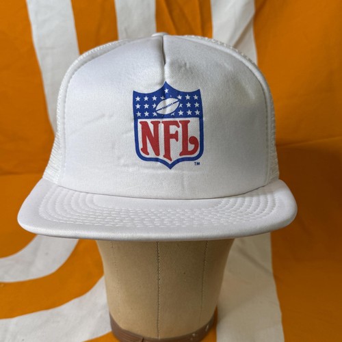 Vtg White NFL Shield Logo Mesh Snapback Trucker Hat Fast Free Shipping ...