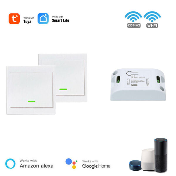 TUYA Wireless WIFI Smart Light Switch Module + 433MHz RF Wall Panel ...