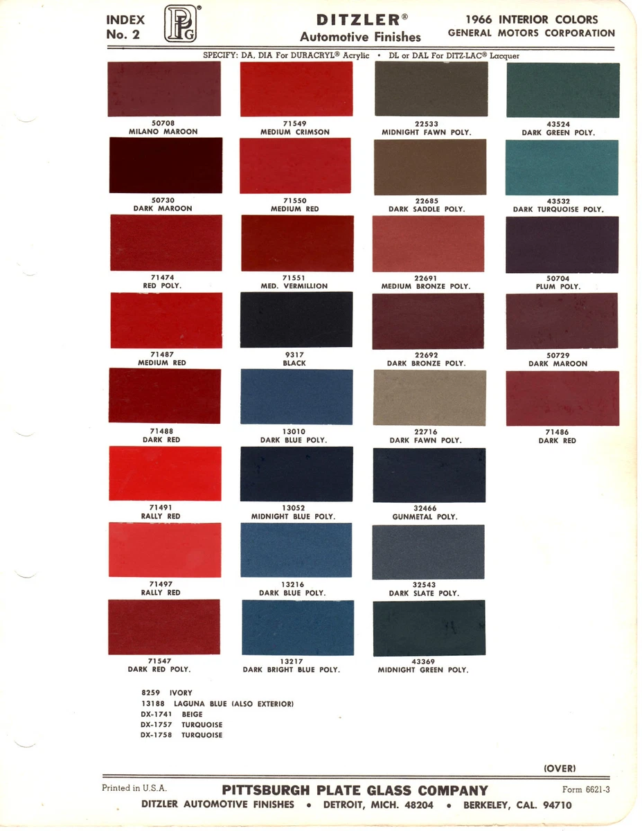 1966 Gto Color Chips
