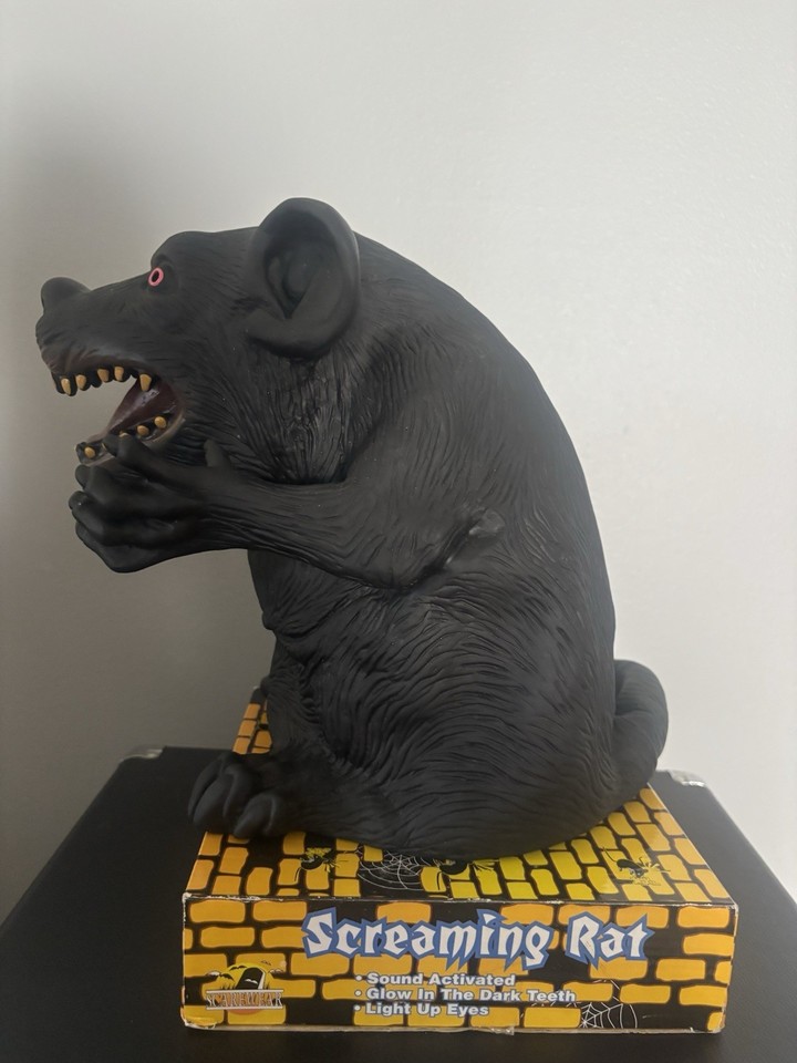 Rare Vintage Latex Rubber Motion Sound Animated Halloween Screaming Rat ...