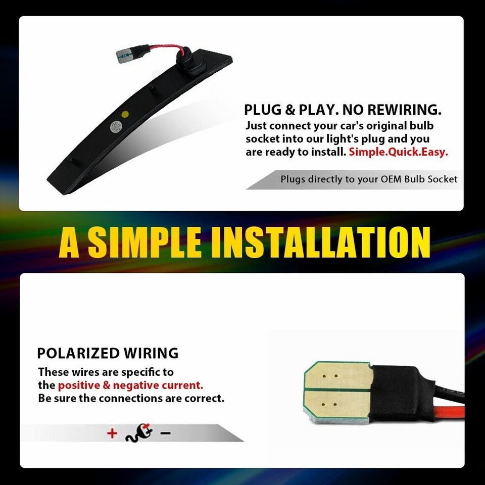 For Mini Cooper R50 R53 R52 Smoked Front Amber Rear LED Side Marker ...