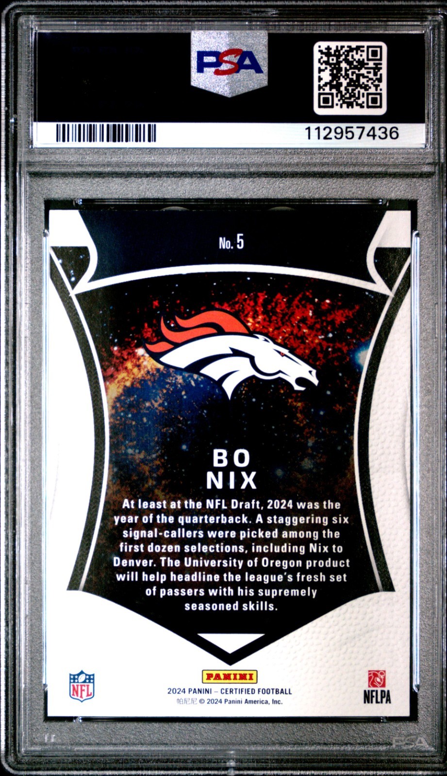 2024 Panini Certified - Certified Rookies Bo Nix #5 Red Mirror /99 (RC ...