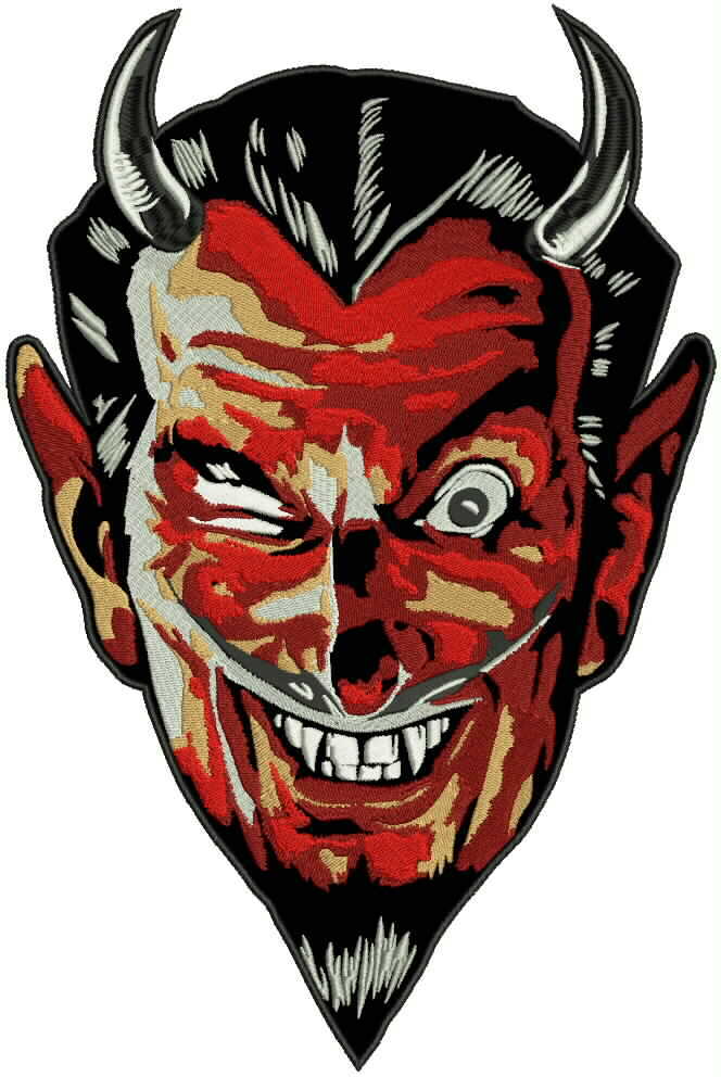 Large 10" 25cm Red Devil Lucifer Demon Embroidered biker back patch sew ...