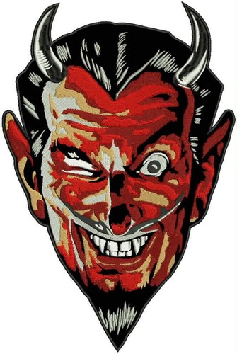 Large 10" 25cm Red Devil Lucifer Demon Embroidered biker back patch sew ...