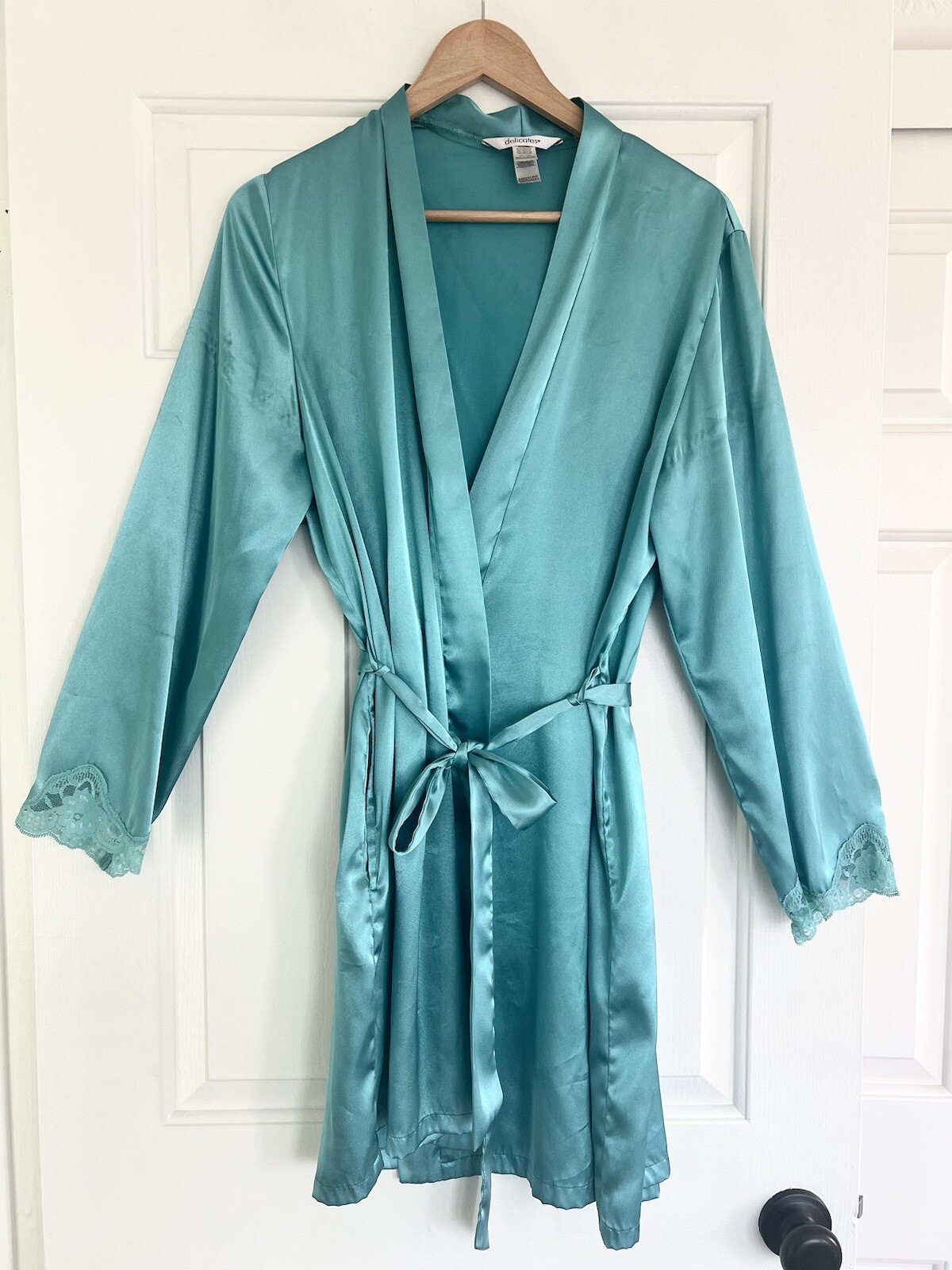 Vintage Delicates Short Shorty Robe Teal Turquoise Blue M EUC Lingerie ...