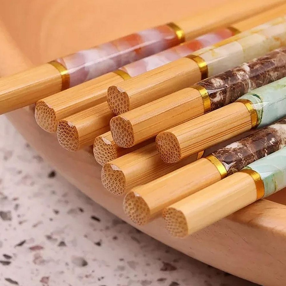 5 Pairs Bamboo Chopsticks Reusable Japanese Chinese Korean Stick D1P0 ...