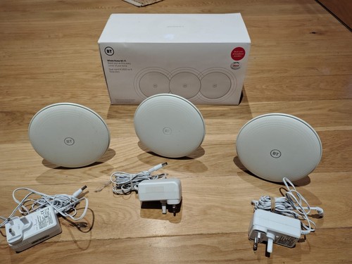 BT Whole Home WiFi Disc System Triple Pack With 3x Power Leads And 1x ...