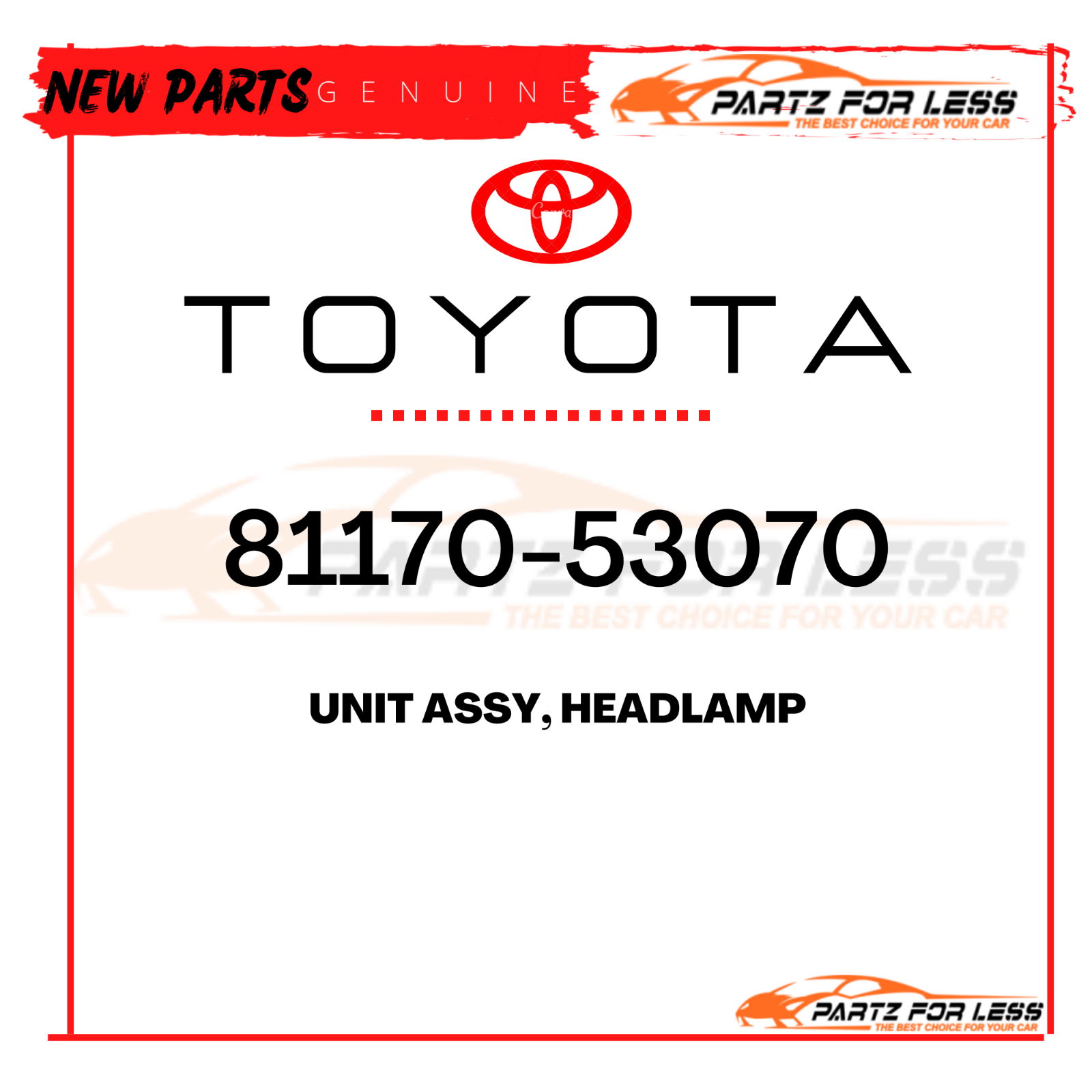 81170-53070 TOYOTA GENUINE UNIT ASSY, HEADLAMP 8117053070 NEW OEM | eBay