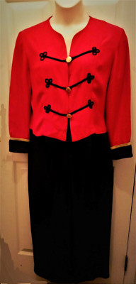 EUC lew magram 2 Pc Pant Suit-Red & Blk Military Themed-Women's 14P | eBay