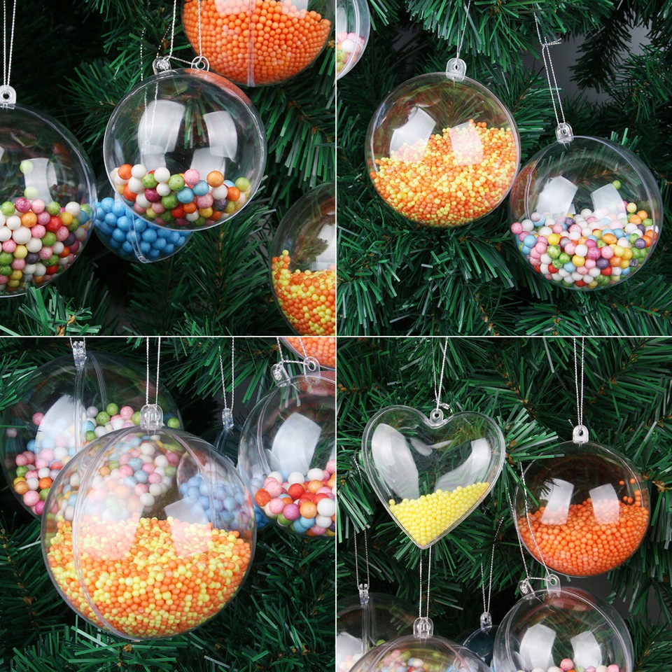25PCS DIY Christmas Balls Ornaments Fillable Clear Hanging Ball Xmas ...