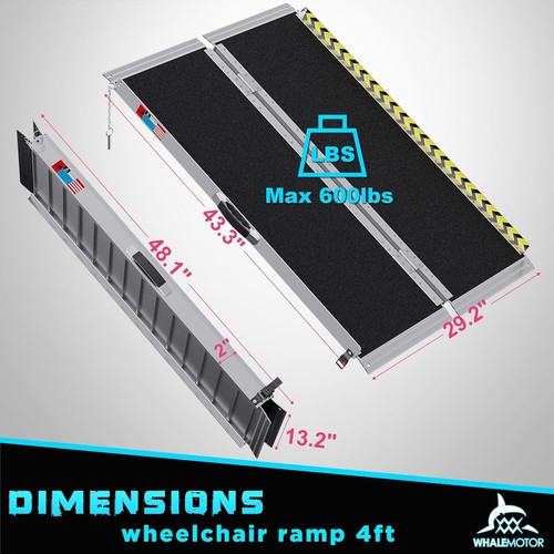 2-10ft Folding Aluminum Wheelchair Ramp Portable Mobility Scooter Non ...