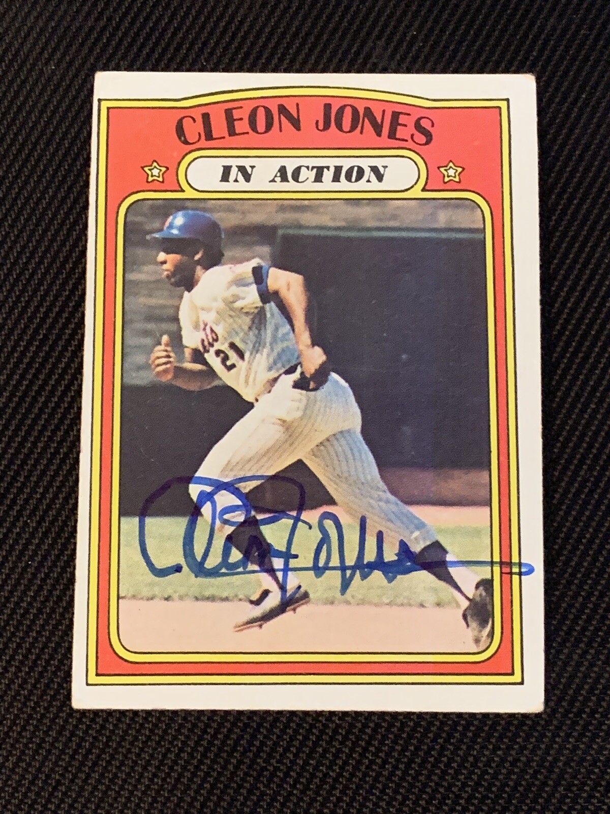 CLEON JONES 1972 TOPPS IN ACTION SIGNED AUTOGRAPHED CARD #32 NEW YORK ...