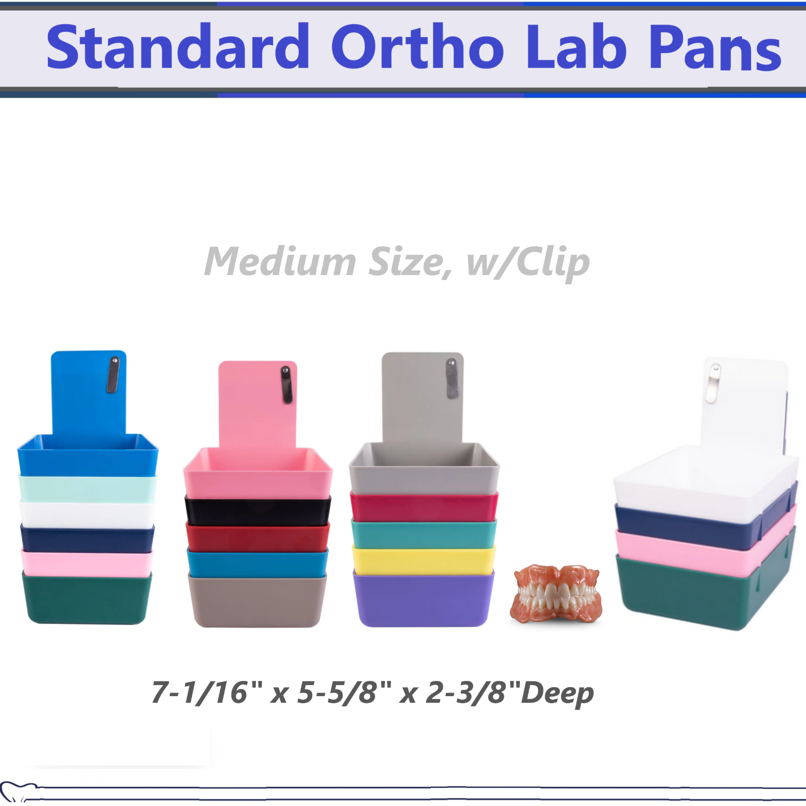 Dental Ortho Lab Pans Medium with Metal clip, 10 Pack - 7 1/16" x 5⅝" x ...