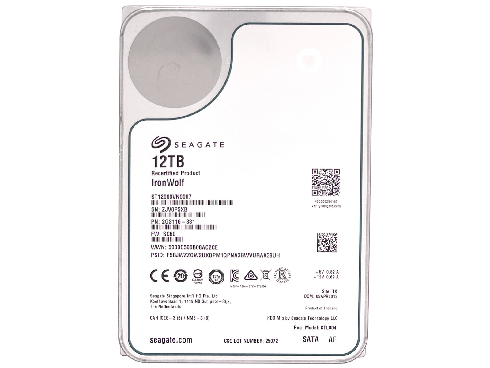 Seagate Ironwolf ST12000VN0007 12TB 7200RPM SATA 6Gb/s 3.5 Internal ...