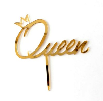Queen Cake Topper, for Birthday, Baby or Bridal Shower. Gold Acrylic ...