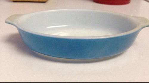 PYREX 10oz HORIZON BLUE PIXIE 700 ml Au Gratin Dish Opal Glass 1971-72 ...