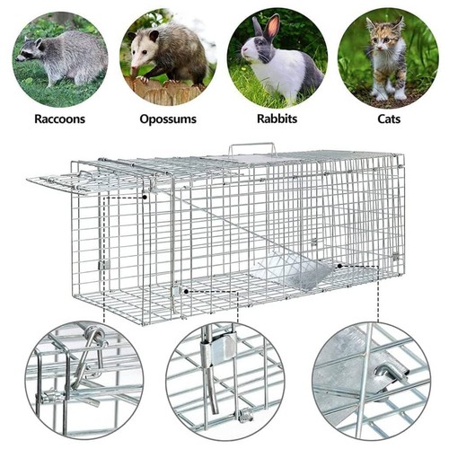Live Animal Trap Extra Large Rodent Cage Garden Rabbit Raccoon Cat 24 ...