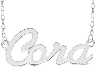 Cora Name Plate Necklace Pendent Sterling Silver female Personalized ...