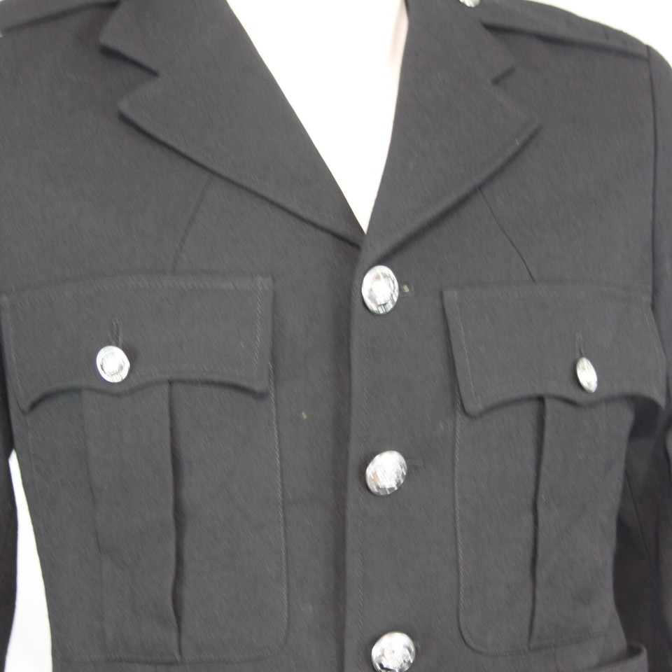 Genuine Surplus British Police Dress Jacket Black Formal Fitted BELTED ...