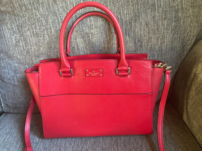 Kate Spade Leather Satchel, Grove Street Bright Red Handbag | eBay
