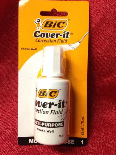 BIC Cover-it White Out correction fluid liquid paper 0.7oz Each -Brand ...