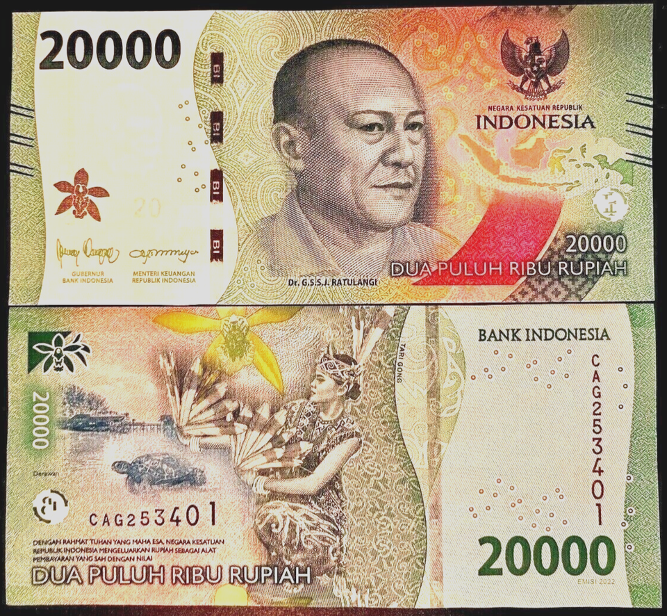 Indonesia 20000 RUPIAH P-166 2022-2025 x 10 Pcs Lot Bundle ( 200,000 ...