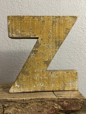 Letter Z Distressed Rustic Primitive Wooden Wall Hanging Alphabet ...
