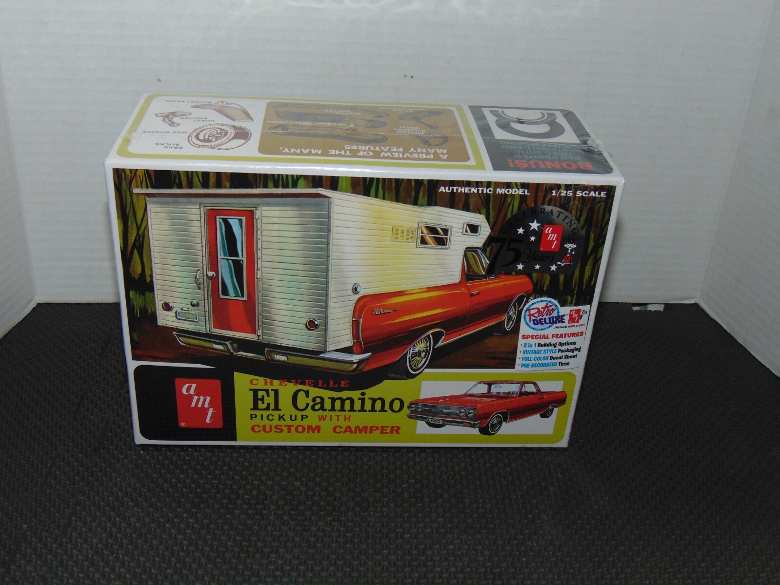 AMT 1/25 1965 Chevelle El Camino Pickup w/Custom Camper Retro Deluxe | eBay