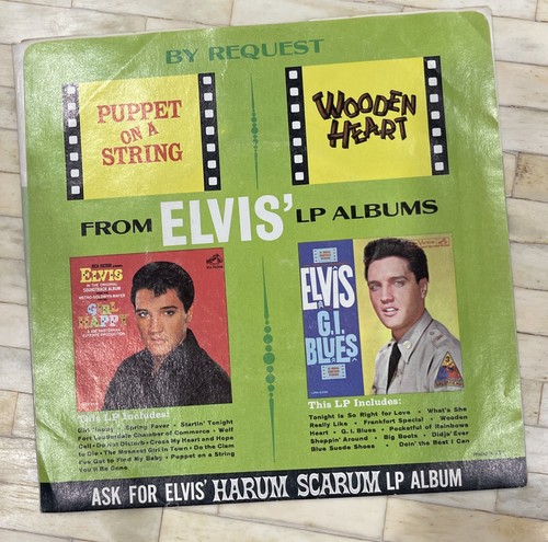 RCA VICTOR ELVIS PRESLEY PUPPET ON A STRING, 7" 45RPM PROMO/DEMO, WITH ...