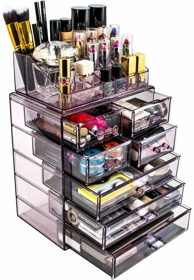 Acrylic Makeup Organizer Storage Box W/ 7 Clear Drawers for Jewelry ...