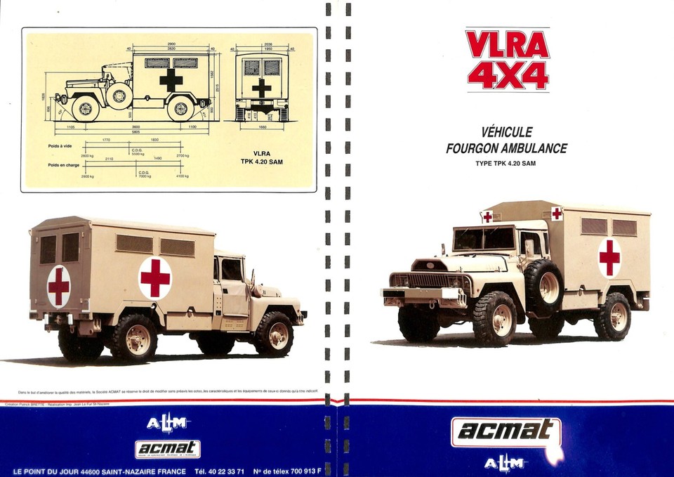 SAINT-NAZAIRE ( 44 ) ACMAT / VLRA 4X4 / FOURGON AMBULANCE / PROSPECTUS ...