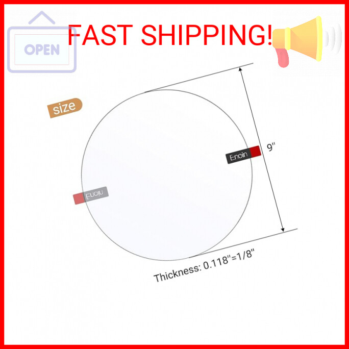Enoin 1pcs 9 Inch Round Acrylic Sheets Clear Plexiglass Sheet 1/8 Inch ...