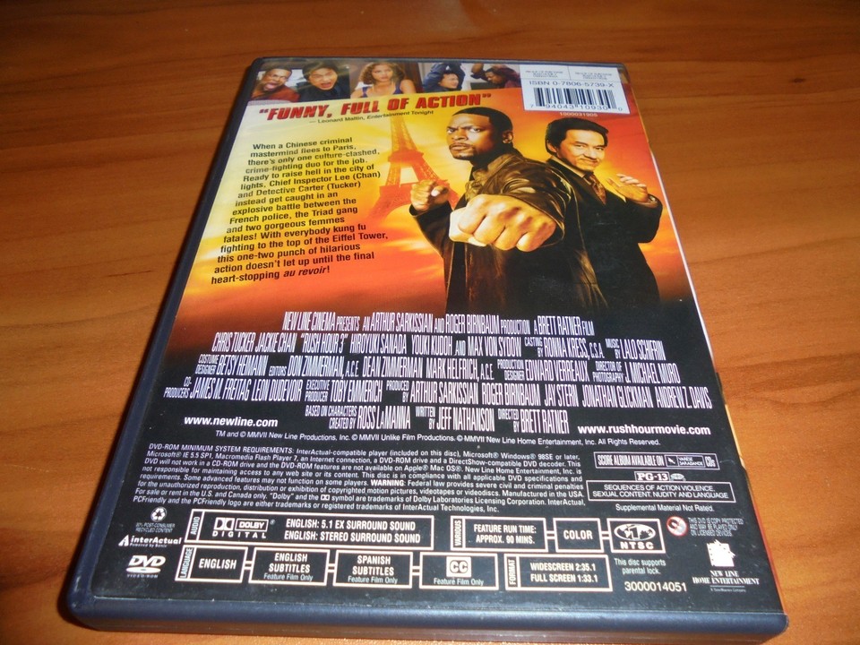 Rush Hour 3 (DVD, Widescreen/Full Frame 2007) Jackie Chan 794043109300 ...