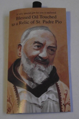 Patron Adolescents St Saint Padre Pio blessed healing oil vial & prayer ...