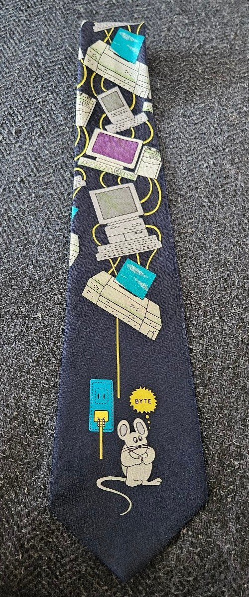 Vintage First Blue Computer and Mouse Tie 58" × 4" 90… - Gem