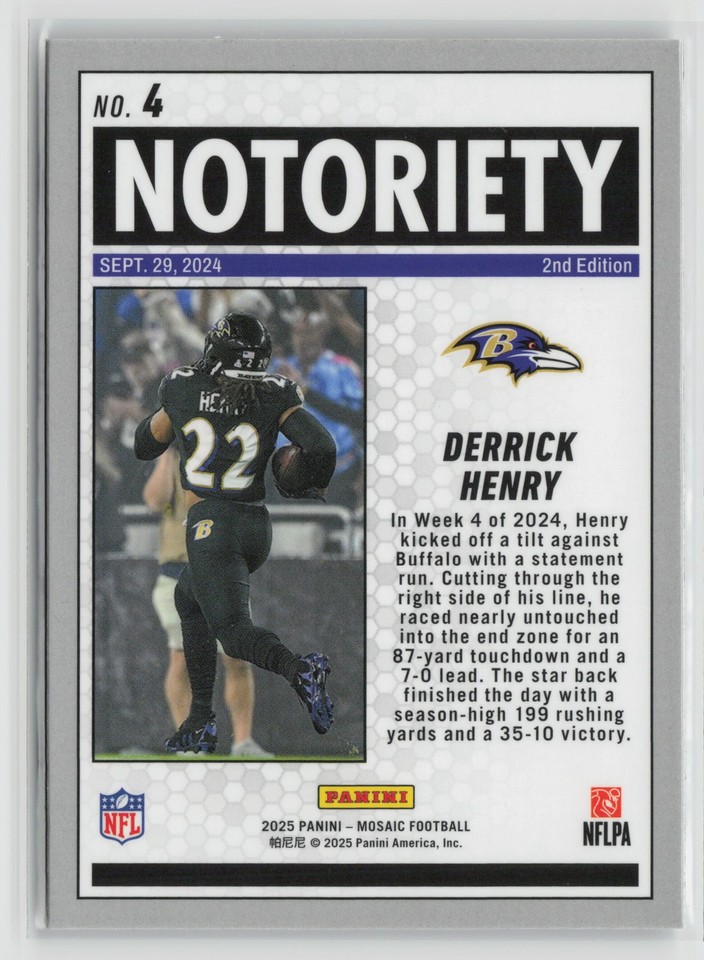 2025 Panini Mosaic - Notoriety #4 Derrick Henry | eBay UK
