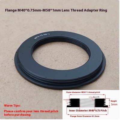 M40 40x0.75mm Female to M58 58x1mm Male M40-M58 Thread Mount Adapter ...