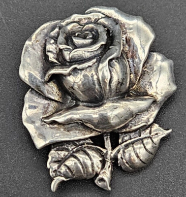 Vintage Cini Designer 1 5/8" Sterling Silver Rose Flower Brooch Pin | eBay
