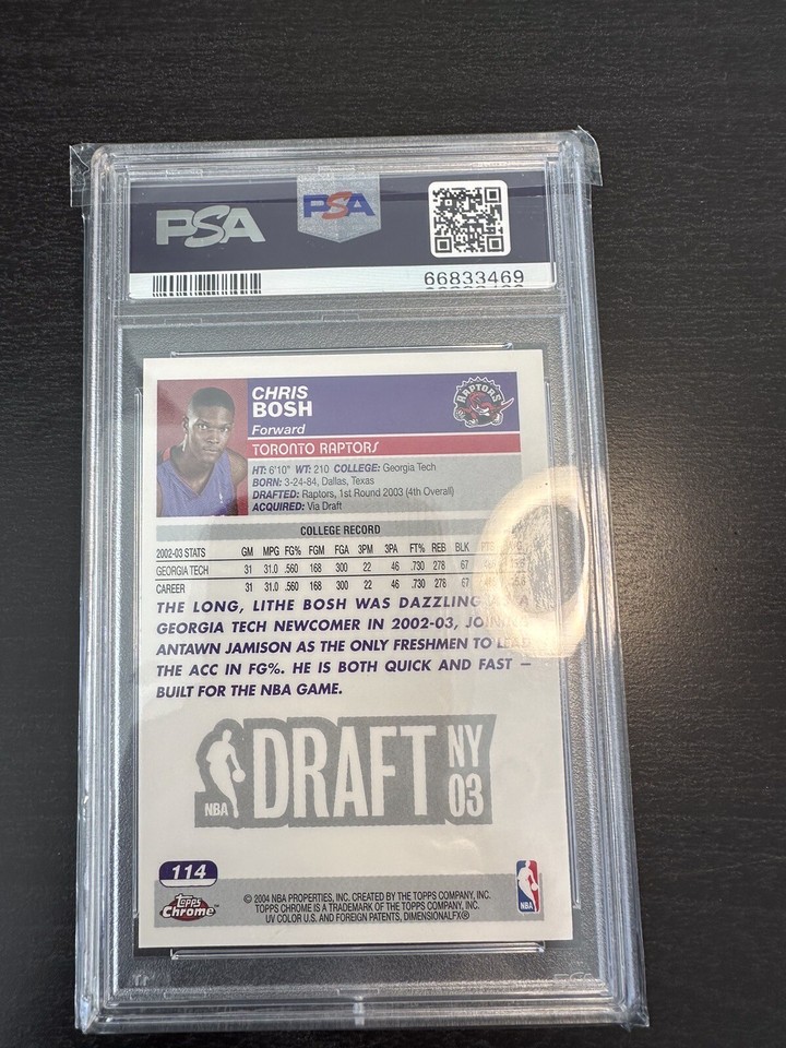 Chris Bosh 2003 Topps Chrome Draft Picks Rookie Card PSA 9 | eBay