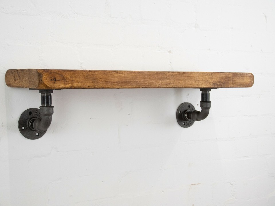 Industrial Steel Pipe Shelf Brackets Curved Style (Pair of Brackets ...