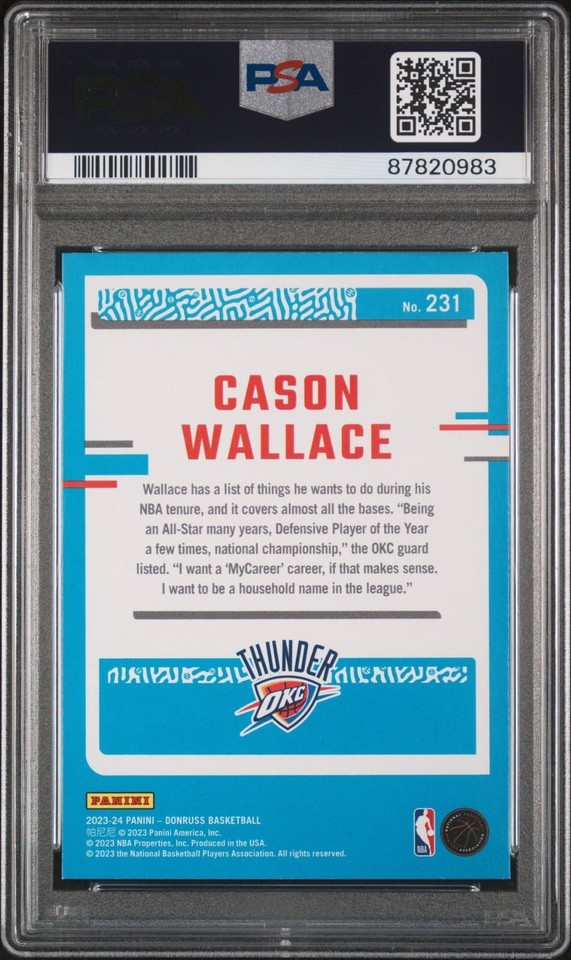 Cason Wallace 2023-24 Panini Donruss #231 Green Laser Rated Rookie RC ...