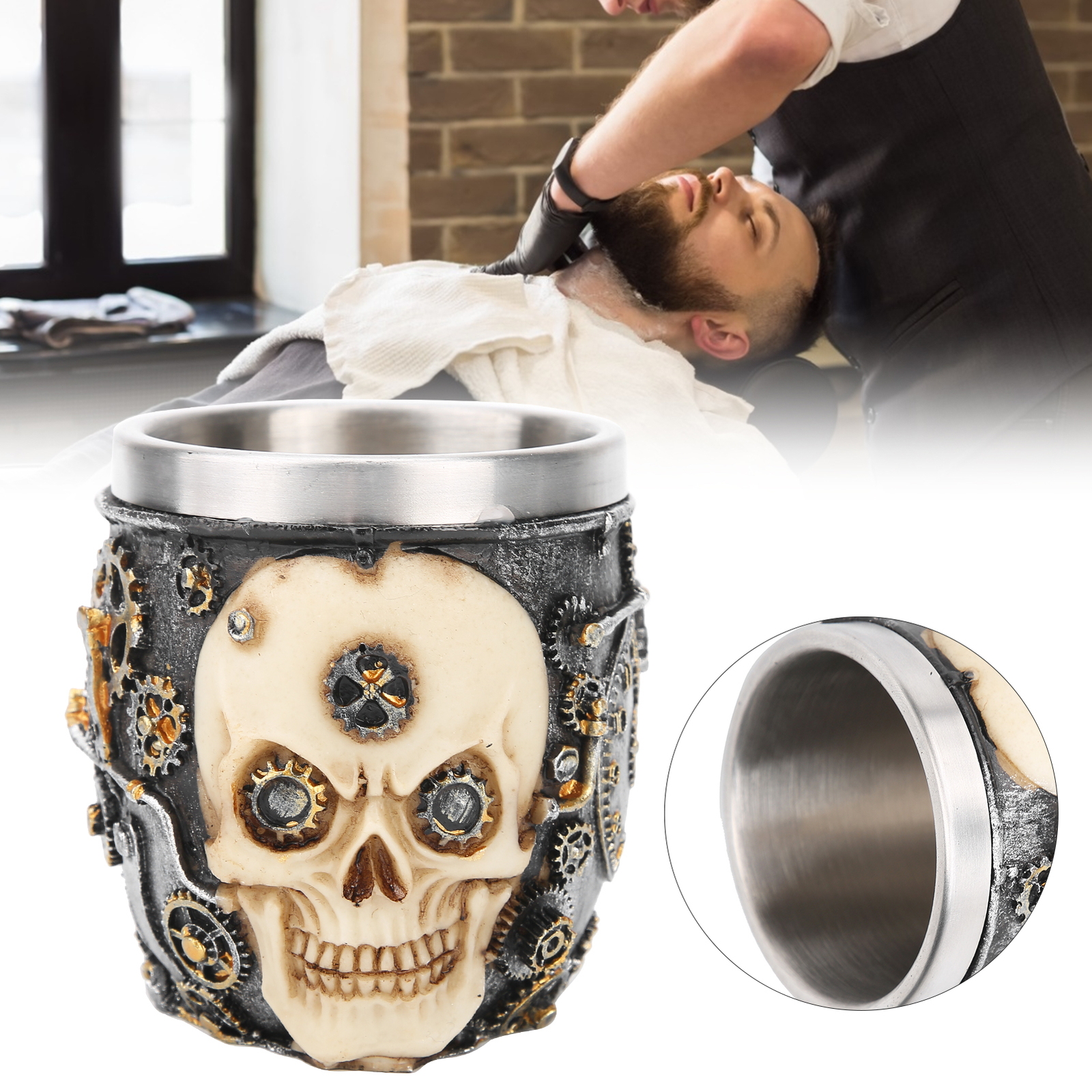 Men Bread Shaving Bowl Brush Cleaning Stainless Steel Shaving Mug IDS ...