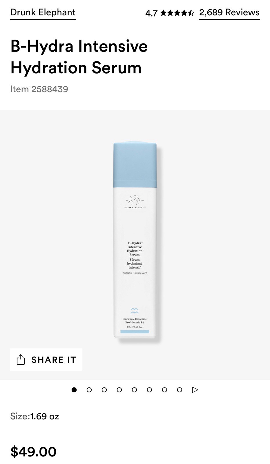 🔥🔥Drunk Elephant🔥🔥 B-Hydra Intensive Hydration Serum 1.69 Fl Oz NIB ...