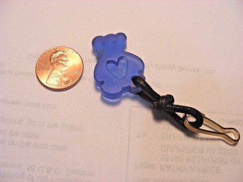 Zipper Pull - Blue Teddy Bear - Plastic with black cord | eBay