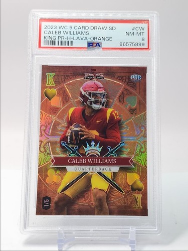 CALEB WILLIAMS 2023 WILD CARD 5 CARD DRAW KING ROOKIE ORANGE RC 1/5 PSA 8 Q2611 | eBay