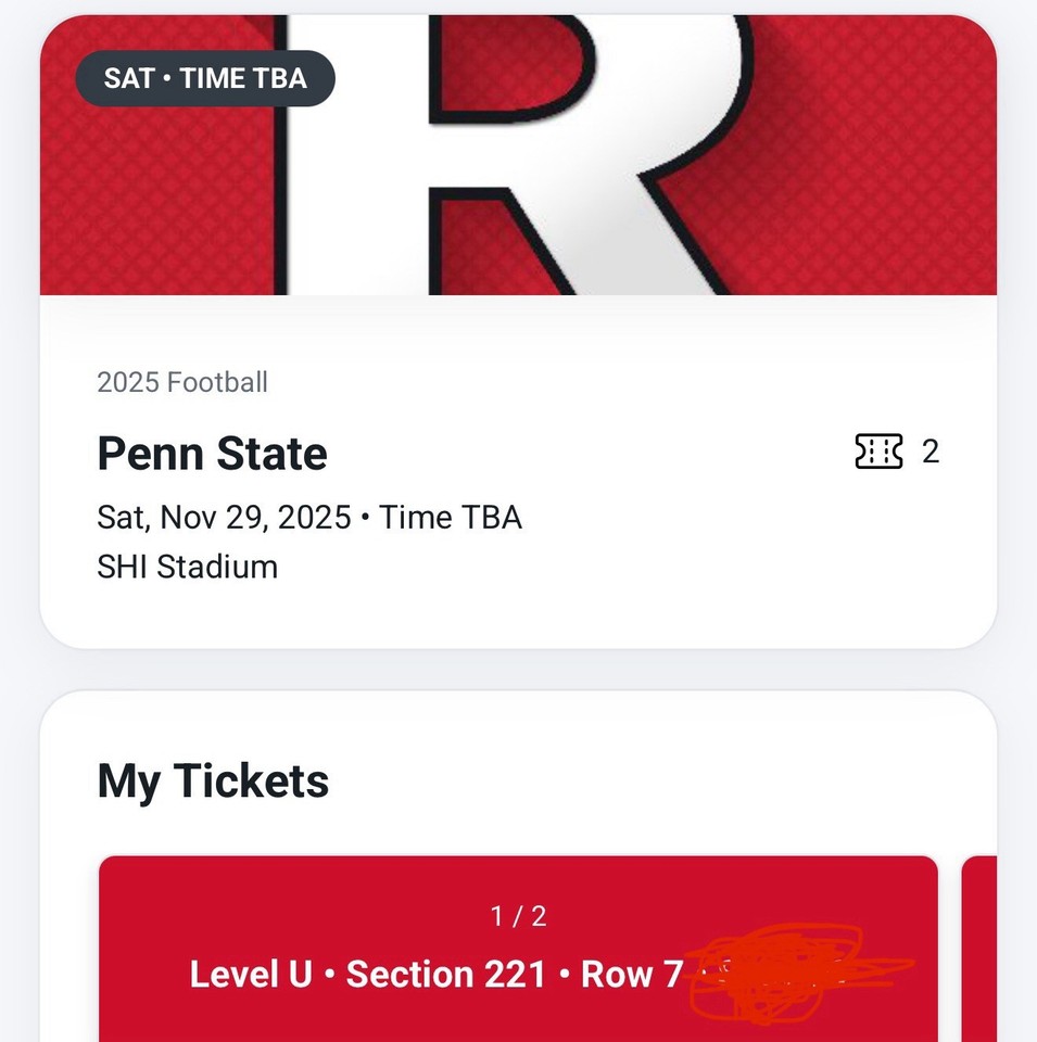 2 TIX Penn State Nittany Lions Vs Rutgers 11/29- Piscataway, NJ SHI ...