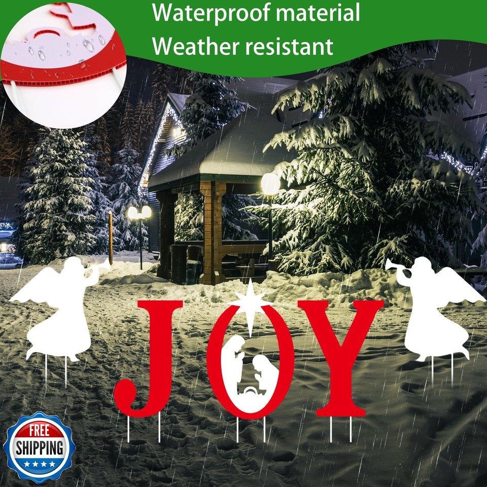 5Pcs JOY Nativity Scene Decorations, Joy Nativity Yard Sign, with | eBay