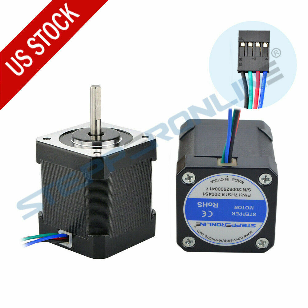 STEPPERONLINE 5pcs Nema 17 Stepper Motor 84oz.in 4-lead 17HS19-2004S1 ...