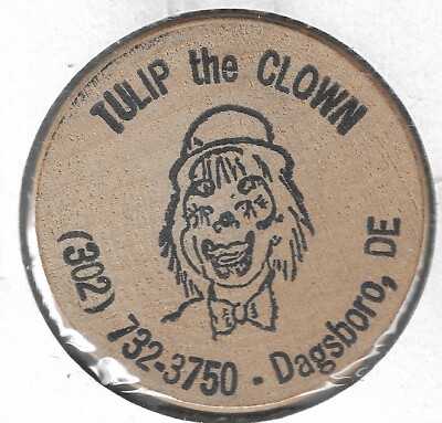 Tulip The Clown, Dagsboro, DE, Token/Coin, Indian Head Wooden Nickel | eBay