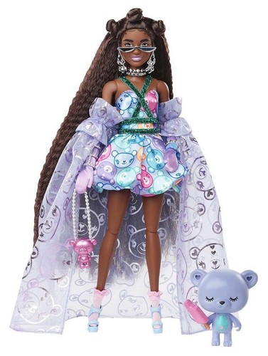 NEW OFFICIAL BARBIE EXTRA FANCY DOLL PURPLE DRESS TEDDY ACCESSORIES ...
